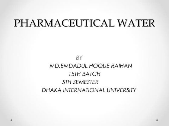 Pharmaceutical water | PPT