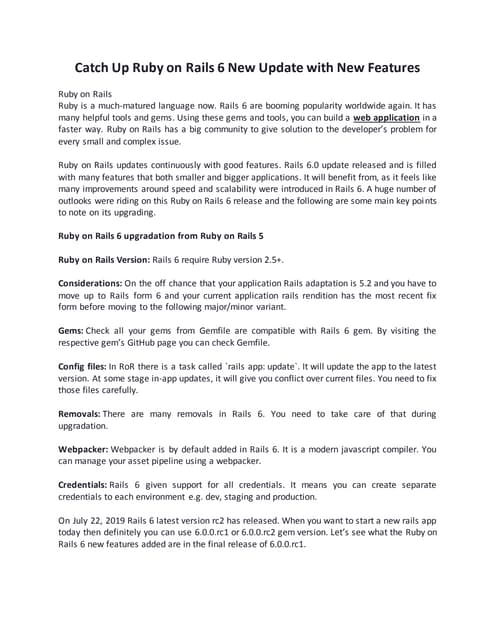Rails 6 features | PDF Rails 6 features | PDF