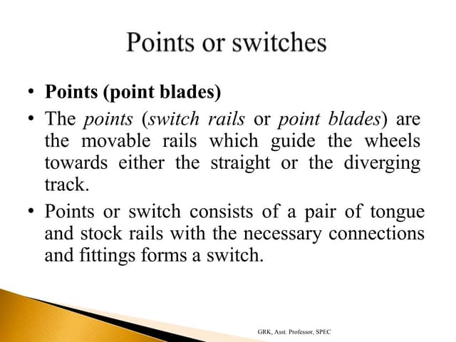 Railway points, crossings and components | PPTX
