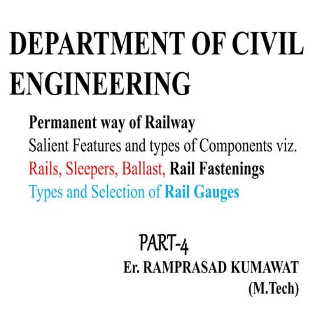 SLEEPERS - RAILWAY ENGINEERING | PPTX