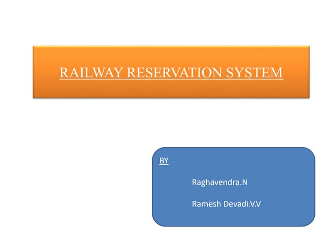 srs for railway reservation system | DOCX