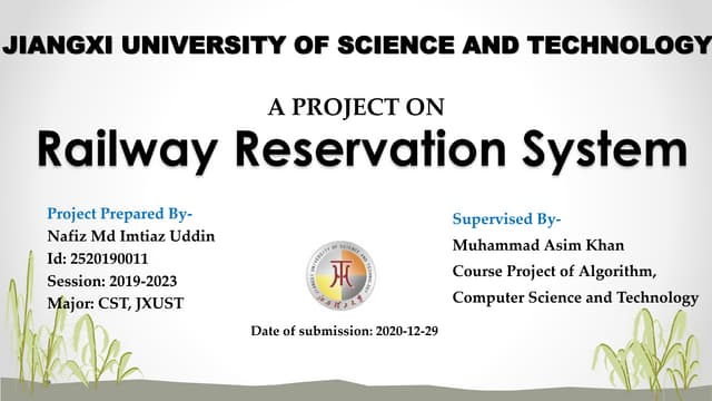 COMPUTER SCIENCE PROJECT OF RAILWAY RESERVATION SYSTEM PYTHON ...