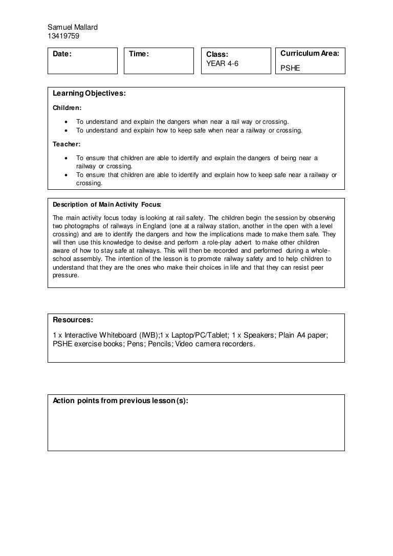KS2 Raily Safety Lesson Plan - Primary