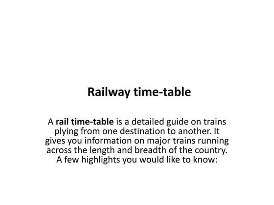 Checking time table of indian railways | PPTX