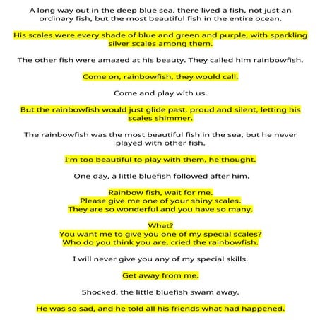 rainbow fish is telling his story to others | DOCX