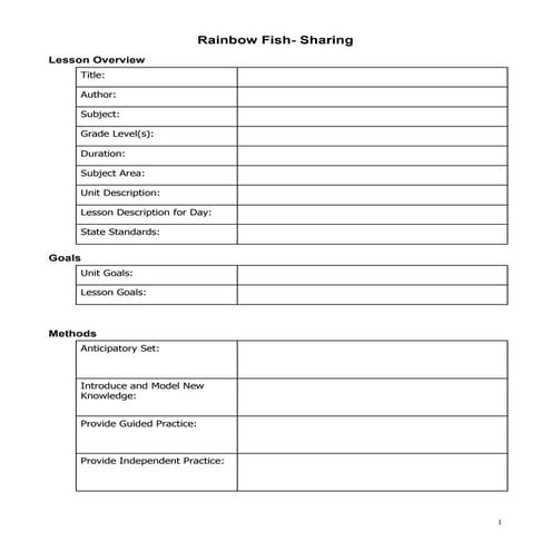 Rainbow fish lesson template | PDF