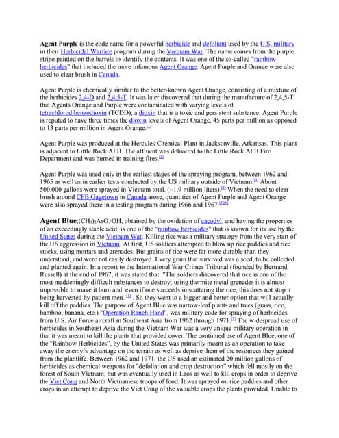 Agent orange and its devastating effects | PPTX | Zoos & Aquariums ...