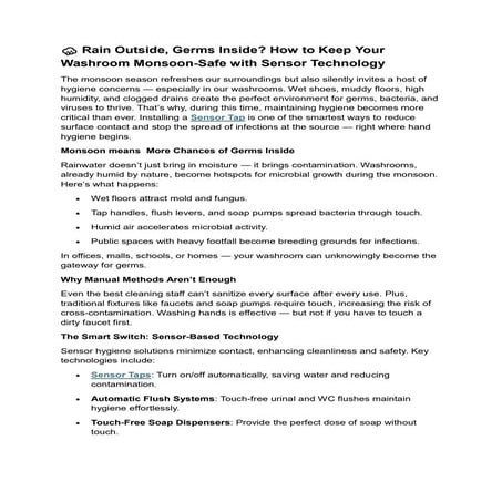 Rain Outside Germs Inside How to Keep Your Washroom Monsoon-Safe with ...