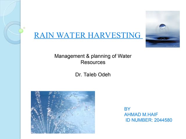 Rain water harvesting | PPT