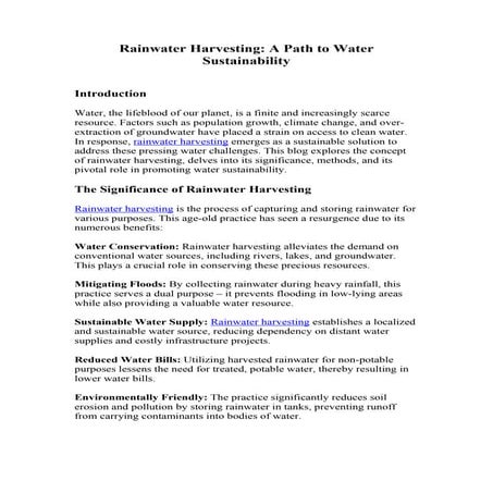 rainwater harvesting a sustainable solution | PPTX