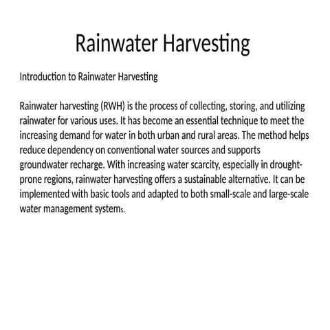 Water Conservation, Rain water harvesting, Gr. water hydrology | PPTX