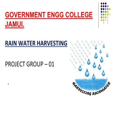 Roof Top Rain Water Harvesting Ppt Rain Water Harvesting And