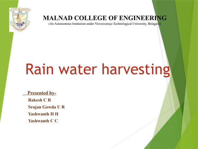 PROJECT ON RAIN WATER HARVESTING | PPTX