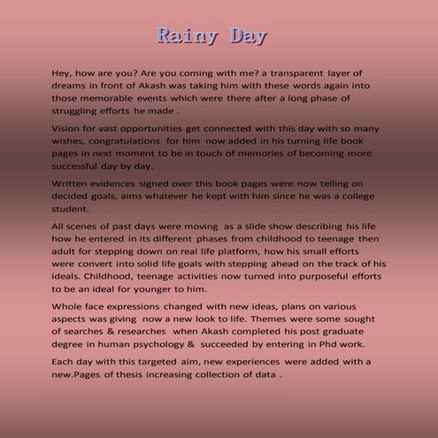 Rainy day, A short story | DOCX