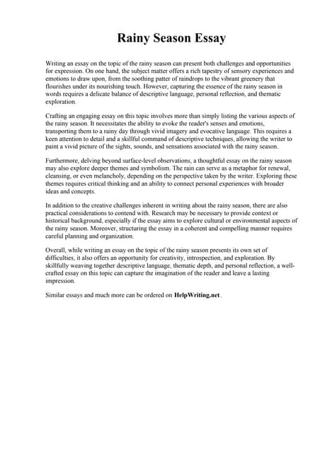 Descriptive Essay On A Rainy Day.pdf | Education