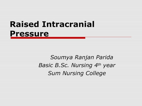 Protocol for treatment of increase intracranial pressure icp ...