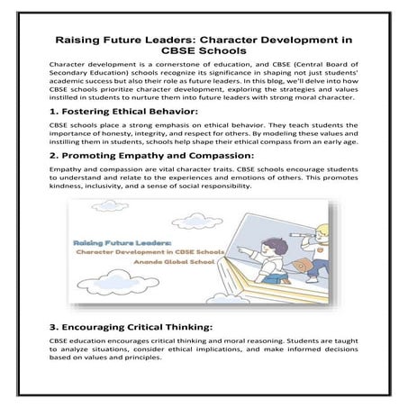 Raising Future Leaders Character Development in CBSE Schools | PDF