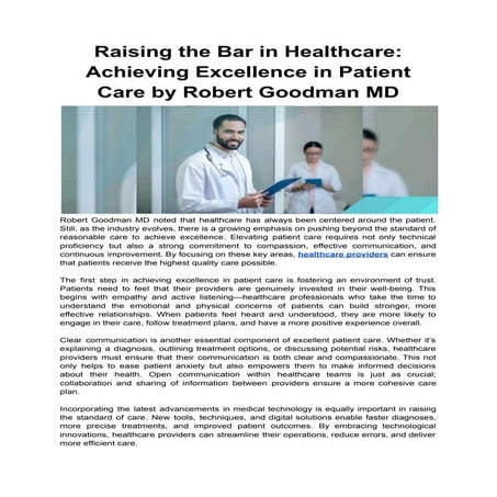 Raising the Bar in Healthcare_ Achieving Excellence in Patient Care by Robert Goodman MD.pdf