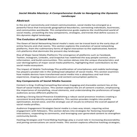 Social Media Mastery: A Comprehensive Guide to Navigating the Dynamic ...