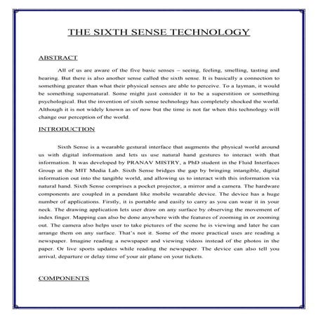 Sixth sense technology | PPTX