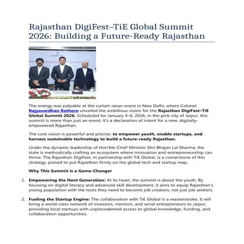 Rajasthan DigiFest–TiE Global Summit 2026 - Building a Future-Ready ...