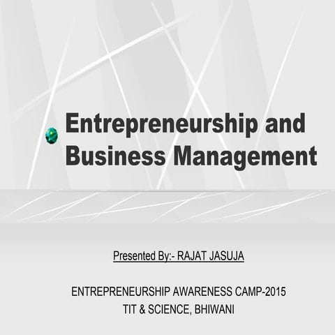 Entrepreneurship and business management | PPTX