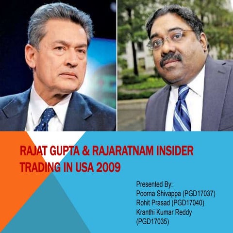 Rajat gupta & rajatnam insider trading in usa | PPTX