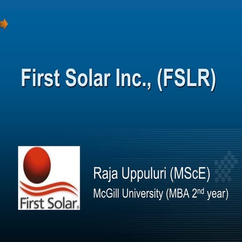 First Solar Inc., July 2009 | PDF | Power and Energy Industry | Industries
