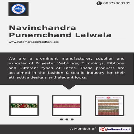 Navinchandra Punemchand Lalwala, Surat, Fancy Laces | PDF