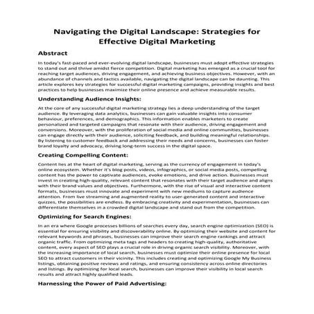 Navigating the Digital Landscape: Strategies for Effective Digital Marketing | PDF