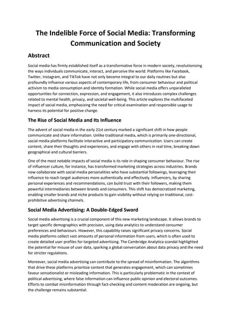 Social Medias Impact on Society.pptx.... | PPT