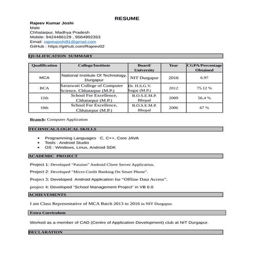 Rajeev resume | PDF