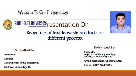 Recycling & Management of Textile Waste | PPT