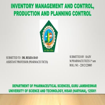 Inventory management and control, production and planning control.pptx ...