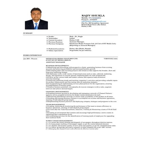 Rajiv cv d | DOCX | Business Administration | Business