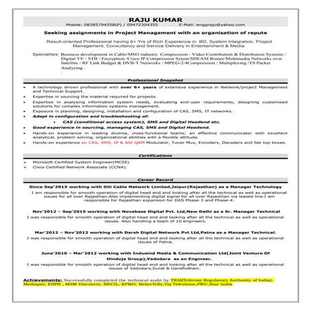 Raju resusme | DOC | Computer Networking | Computing