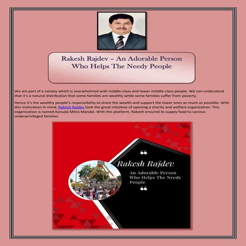 Rakesh Rajdev – An Adorable Person Who Helps The Needy People.pdf