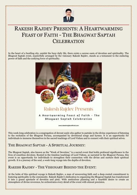 Rakesh Rajdev - A Trailblazer in Organizing Bhagwat Saptah in Rajkot | PPT