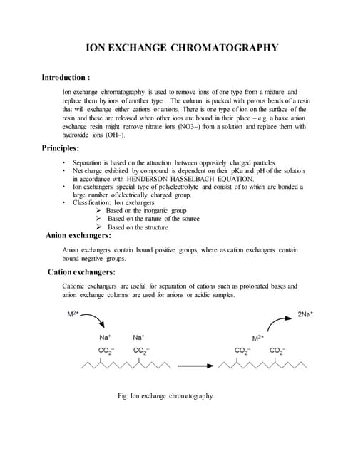 Ion exchange chromatography | PPTX | Chemistry | Science