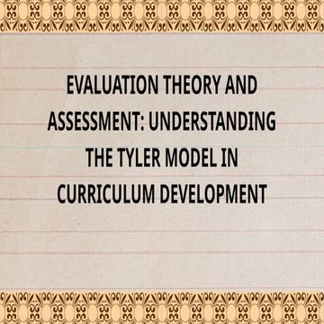 Tyler model of curriculum development | PPTX