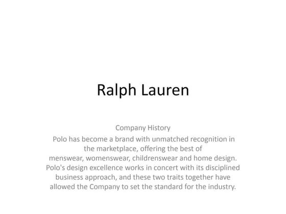 Ralph Lauren Presentation | ZIP | Apparel Industry | Industries