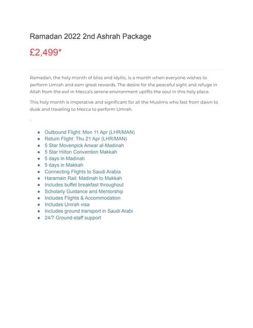 Ramadan 2022 ny umrah package & other gates | PDF