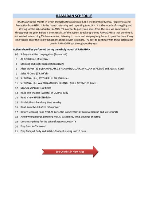 Namaz check list | PDF | Islam | Religion & Spirituality