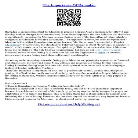 Ramadan Essay | PDF