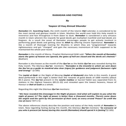 Ramadan Fasting Pdf