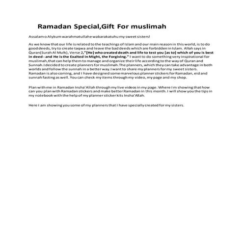 RAMADAN SPECIAL, GIFT FOR MUSLIMAH | PDF