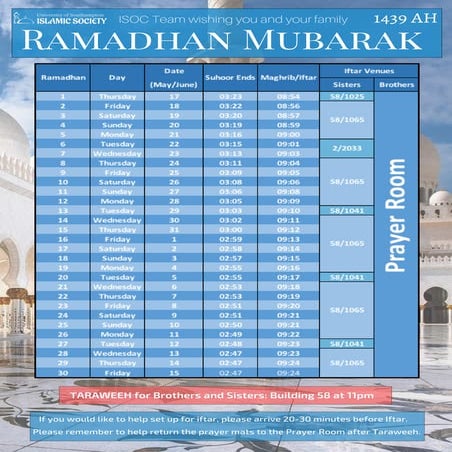 Ramadhan timetable | PDF