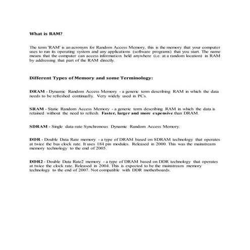 RAM and its Types | DOCX