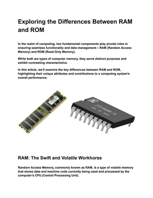 RAM(Random Access Memory) | PPT