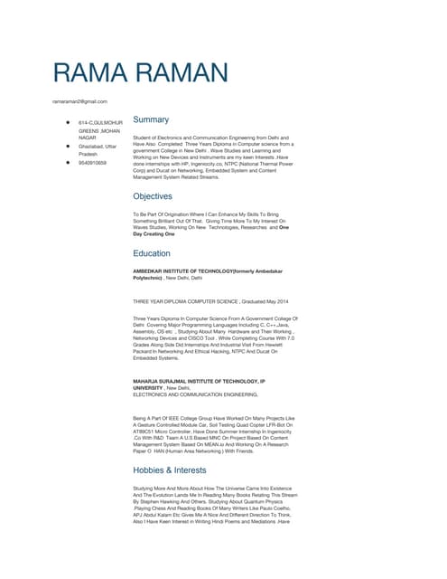 Short cv himanshu | PDF